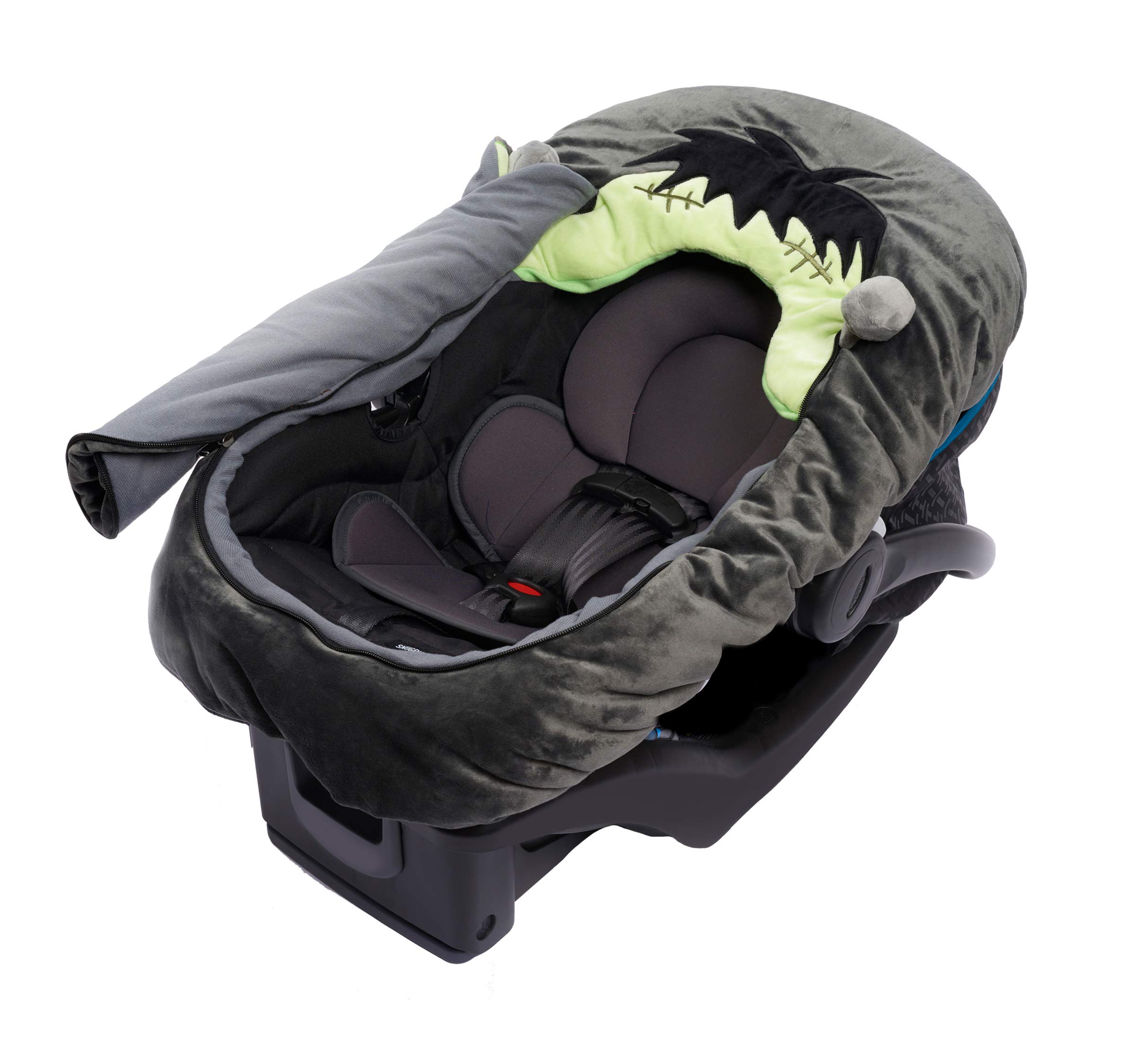 Car Seat Cuties, Baby Car Seat Cover, Stretchy Universal Fit Infant Car Seat Carrier Cover for Baby Boys and Girls, Soft & Warm Baby Blanket Style Car Seat Cover, Infant Costume (Frankenstein)