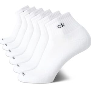 Calvin Klein Men's Socks - Cushioned Above Ankle Athletic Mini-Crew Socks (6 Pack), Size 7-12, White