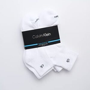 Calvin Klein Men's Socks - Cushioned Above Ankle Athletic Mini-Crew Socks (6 Pack), Size 7-12, White