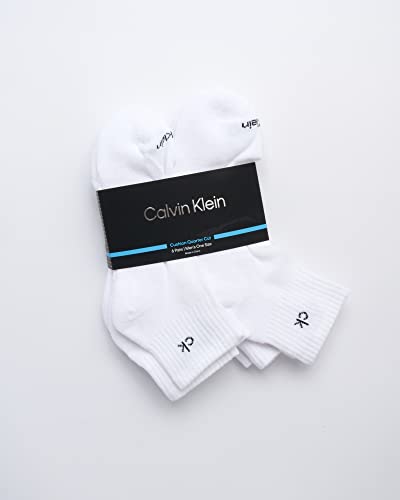 Calvin Klein Men's Socks - Cushioned Above Ankle Athletic Mini-Crew Socks (6 Pack), Size 7-12, White