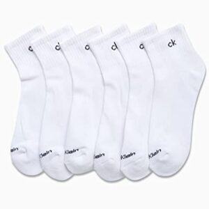 Calvin Klein Men's Socks - Cushioned Above Ankle Athletic Mini-Crew Socks (6 Pack), Size 7-12, White