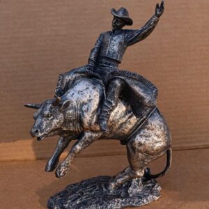 Ebros Rustic Western Rodeo Bull Rider Cowboy On Rearing Angry Bull Statue 10" Tall Faux Bronze Resin Old World Wild West Cattle Bull Riding Cowboys Themed Accent Figurine