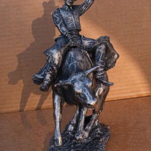 Ebros Rustic Western Rodeo Bull Rider Cowboy On Rearing Angry Bull Statue 10" Tall Faux Bronze Resin Old World Wild West Cattle Bull Riding Cowboys Themed Accent Figurine