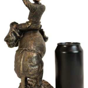 Ebros Rustic Western Rodeo Bull Rider Cowboy On Rearing Angry Bull Statue 10" Tall Faux Bronze Resin Old World Wild West Cattle Bull Riding Cowboys Themed Accent Figurine