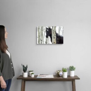 GREATBIGCANVAS Wild horse in a snowstorm, Turner Canvas Wall Art Print, Horse Home Decor Artwork, 30"x20"x1.5"