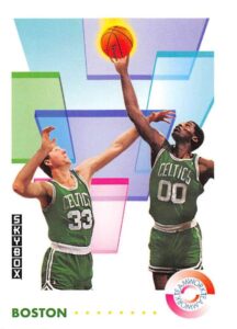 1991-92 skybox series 2 basketball #460 larry bird/robert parish boston celtics tw official nba trading card