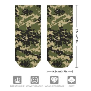 Mens Boys Ankle Low Cut No Show Socks Army Green Camouflage Funny Saying Colorful Crazy Cool Casual Sports Short Tab Socks Gift Black