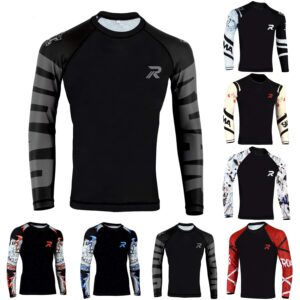 roar rash guard short sleeve mma grappling jiu jitsu training gear fight shirts (large, dragon sleeve)