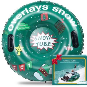 Snow Tube No More Popped with Thicker, Super 47 Inch Snow Sled for Kids and Adults, Heavy Duty Inflatable Snow Tube Made by Thickening Material of 0.6mm, Perfect Christmas/New Year Gift