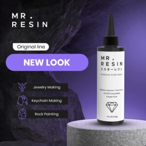 MR. RESIN UV Resin Kit with Light (250g) Use for : Doming, Rock Painting, Molds, Keychain Making, Jewelry Making, Crystal Clear and Fast Curing with UV Lamp and Sunlight!