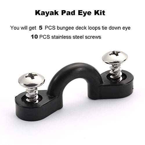 Borogo 2Pcs Kayak Canoe Carry Handles, Kayak Boat Side Mount Paddle Park Handles - 5PCS Pad Eye with 10 PCS Screws for Boat Kayak Deck Rigging Kit