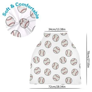 Baby Carseat Cover Canopy Breastfeeding Cover - Doodle Baseball Pattern Nursing Scarf Blanket Breathable Baby Boy Stroller Cover Baby Shower Gifts for Girl Boy