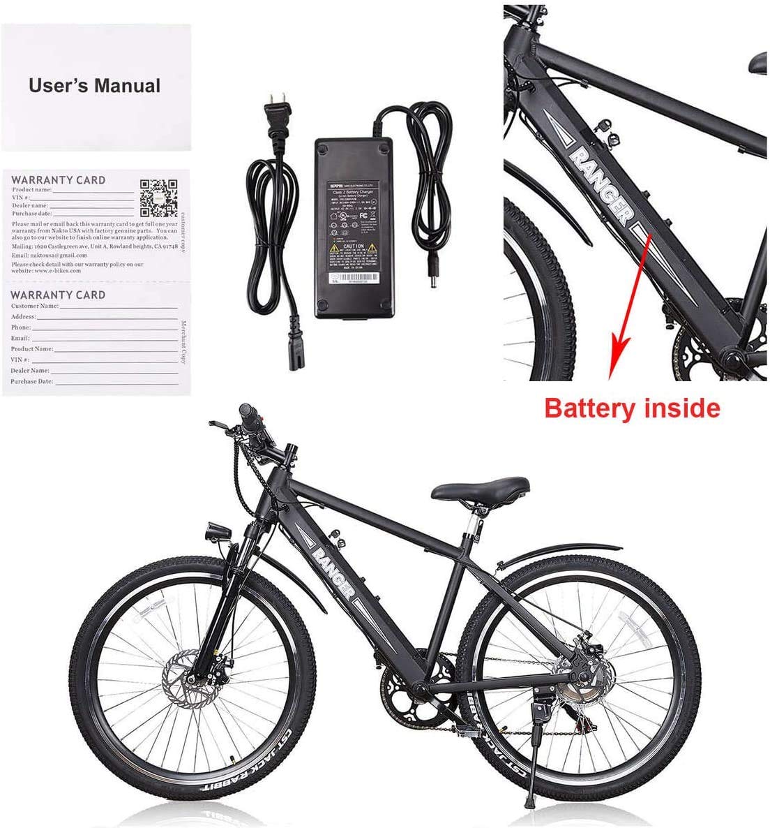 BRIGHT GG ebike 26" Electric Bike for Adults with 350W Motor and 36V 10Ah Built-in Lithium Battery,Mountain/Beach/City Electric Bicycle