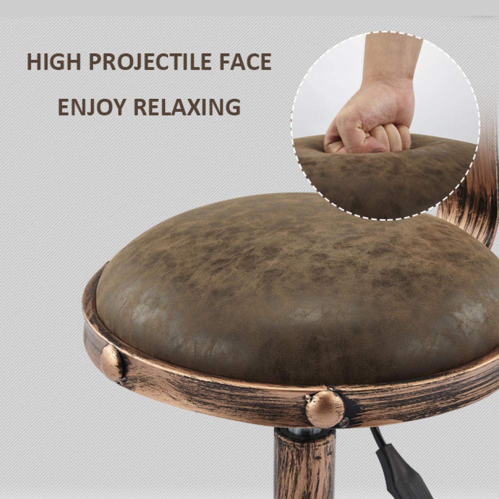 Rugs Adjustable Saddle Stool with Wheels，Saddle Stool with Brown PU Synthetic Leather Seat，Adjustable Height 51-65 cm，Supported Weight 160 Kg，Beauty Stoolsfor Home Office