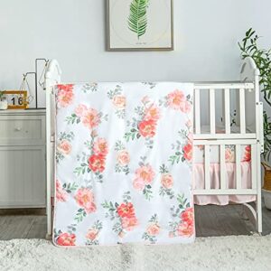 la premura watercolor floral crib bedding set for girls, 3 piece standard size baby girl bedding crib set, cunas para bebes, pastel pink