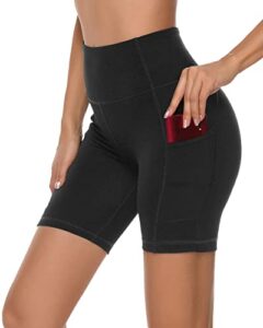 stelle womens high waist biker cycling fitness gym running volleyball workout yoga shorts (large, 5'' black)