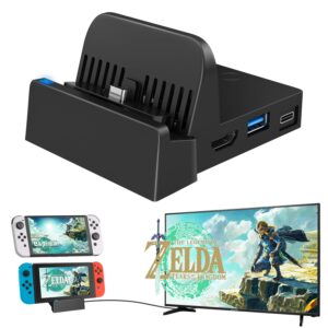 wegwang tv docking station for nintendo switch, switch oled, portable tv switch dock station replacement for official nintendo switch with hdmi and usb 3.0 port