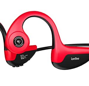 LonFine Bone Conduction Headphones, [2022 Upgraded] Open Ear Headphones Wireless Bluetooth 5.0 Headphones, IPX5 Waterproof Sport Headphones with Mic for Running, Workout, Hiking, Cycling, Driving