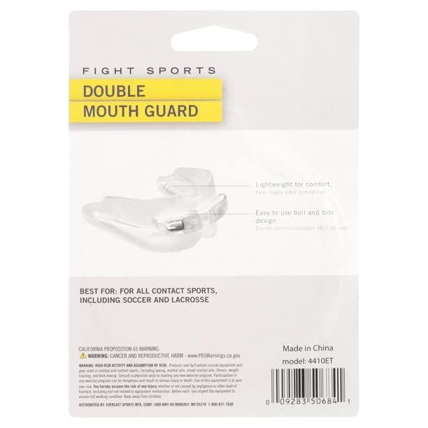 Everlast Clear Double Mouth Guard with case for Fight Sports Including Soccer, Lacrosse and Boxing