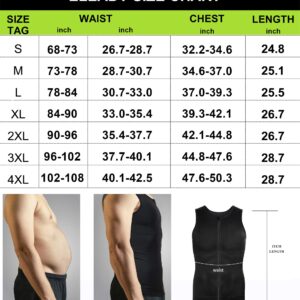 Eleady Men's Compression Shirt Undershirt Slimming Body Shaper Athletic Workout Shirts Tank Top Sport Vest with Zipper (Black, Large)