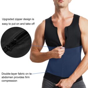 Eleady Men's Compression Shirt Undershirt Slimming Body Shaper Athletic Workout Shirts Tank Top Sport Vest with Zipper (Black, Large)