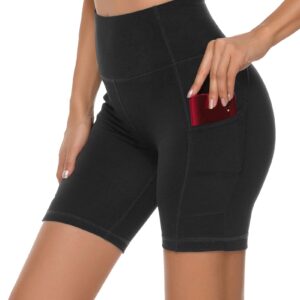 Stelle Womens High Waist Biker Cycling Fitness Gym Running Volleyball Workout Yoga Shorts (X-Large, 5'' Black)