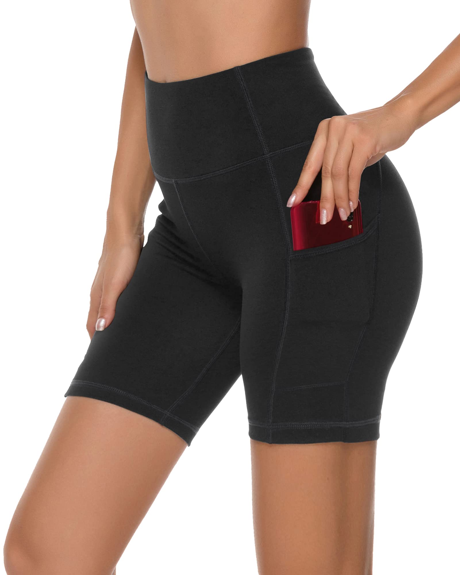 Stelle Womens High Waist Biker Cycling Fitness Gym Running Volleyball Workout Yoga Shorts (X-Large, 5'' Black)