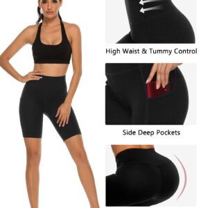 Stelle Womens High Waist Biker Cycling Fitness Gym Running Volleyball Workout Yoga Shorts (X-Large, 5'' Black)