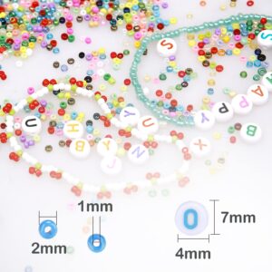 GREENTIME 45000pcs 2mm Seed Beads for Jewelry Making Kit Small Beads 11/0 Rainbow Beads with Letter Beads, Jump Rings & Charms Pendants for DIY Crafts Bracelets Necklaces Rings Waist Beads kit