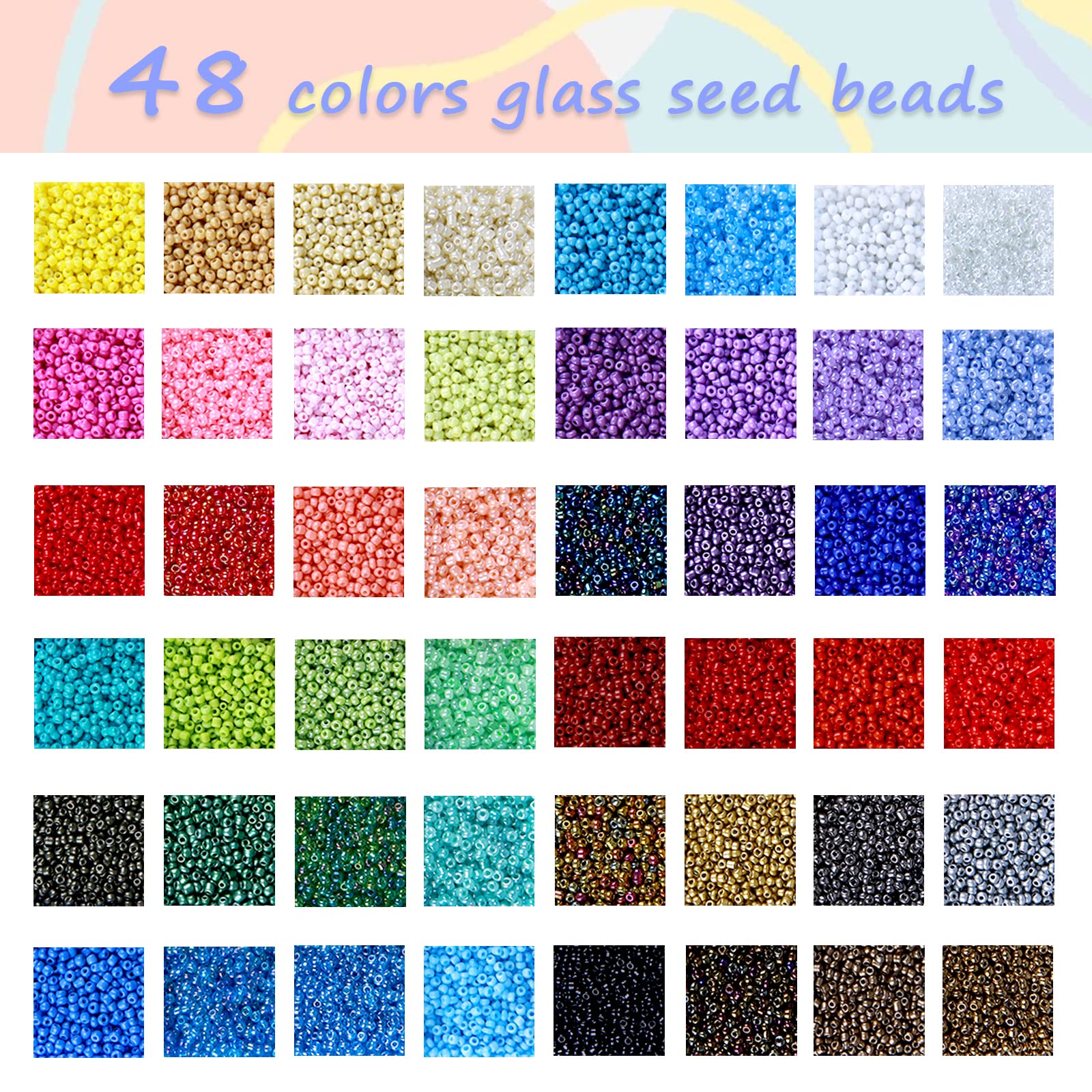 GREENTIME 45000pcs 2mm Seed Beads for Jewelry Making Kit Small Beads 11/0 Rainbow Beads with Letter Beads, Jump Rings & Charms Pendants for DIY Crafts Bracelets Necklaces Rings Waist Beads kit