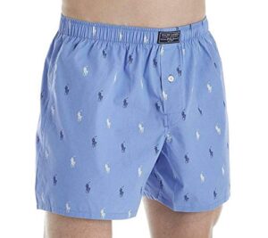 polo ralph lauren men's classic cotton woven boxers (small, harbour blue)