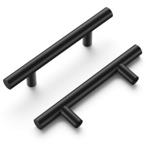 hickory hardware 10 pack kitchen cabinet handles, drawer pulls for doors & dresser drawers, hardware for bathroom, 3 inch hole center, matte black, heritage collection