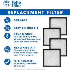 Fette Filter -Replacement Filters Compatible with Holmes Filter E Activated Carbon & Multi Layer Replacement Filter, Compatible with Holmes E HAP116Z, HAPF115 Air Purifier Models - Pack of 4