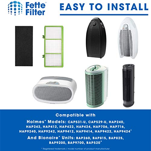 Fette Filter - Air Purifier Allergen Remover True HEPA Filter Compatible with Holmes AER1 True HEPA Filter, Replacement for HAPF300AH-U4R & HAP242-NUC, 4 HEPA Filters and 6 Carbon Filters. (Green)