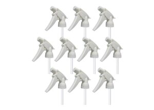 kjs 10 pieces trigger pump multi-purpose mist stream sprayer nozzles standard fit 28/400 black or white (white)