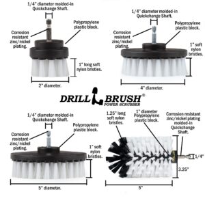 Jumbo Original Brush Set White - Carpet Cleaner Drill Brush Set - Skinny Cleaning Brush - Window Track Cleaning Tools - Crevice Cleaning Brush - Interior Car Detailing Kit - Narrow Cleaning Brush