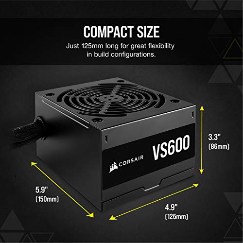 Corsair VS Series VS600 Certified Non-Modular ATX Power Supply, 80+ White