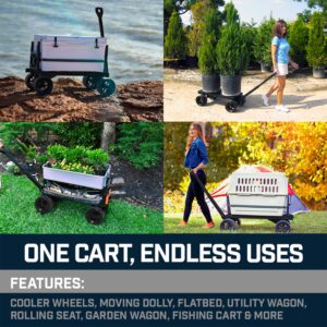 Mighty Max Cart | Collapsible Outdoor Utility Wagon - Heavy-Duty Moving Dolly 250 lb Capacity - Silver 2.5 cu.ft Poly Tub | Made in The USA