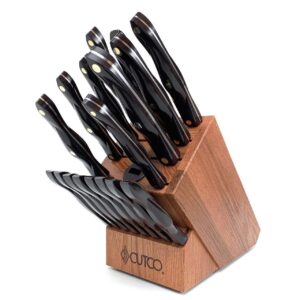 cutco 19 pc kitchen knife set cherry wood stand