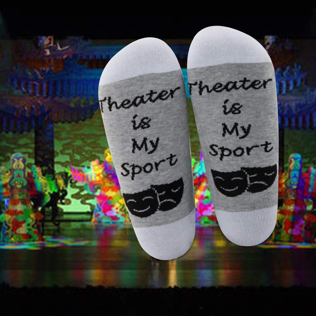 LEVLO Actor Gift Theatre Gifts Theater is My Sport Cotton Socks Performance Gifts Actress Director Socks (2 Pairs/Set - Mid Calf - 1)