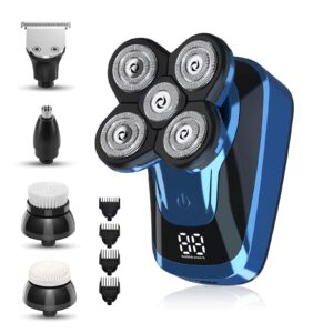 electric shavers for men bald head shaver led display 5-in-1 faster-charging 5d floating waterproof electric rotary shaver with clipper nose hair facial clean waterproof