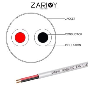 Zarivy 100 Feet 18 Gauge 2 Conductors Red Black Wire with Fire Resistant CL2 White Jacket, 18AWG Hookup Electrical Wire LED Strips Extension Cord Cable for LED Ribbon Lamp Tape Lighting