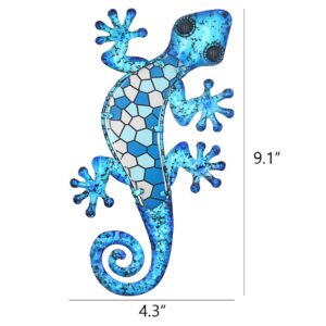 Maansfy Gecko Wall Decor Outdoor 3 Pack Metal Lizard Art Decorative Garden Sculptures Statues for Home, Bedroom, Living Room, Pool