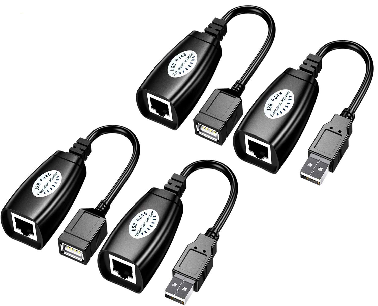 USB Over Cat6，SNLLMZI USB RJ45 Extender Over Cat5/Cat5e/Cat6/Cat7/Cat8 Cable Extension Cable Connector Adapter - 2 Pairs