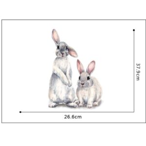 Cartoon Rabbit Art Decals Bunny Wall Stickers Waterproof Vinyl Self Adhesive Removable Murals for Kids Room Bedroom Nursery Toddler House DIY Decoration Wall