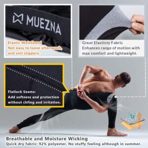 Muezna Men's Thermal Top and Bottom Set Underwear Long Johns Base Layer with Soft Fleece Lined Black