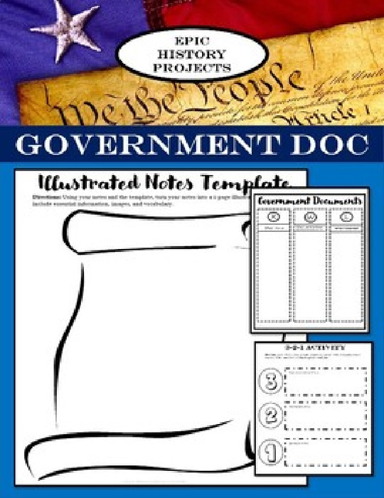 U.S. History: Government Documents - Mini Lesson & Illustrated Notes Activity