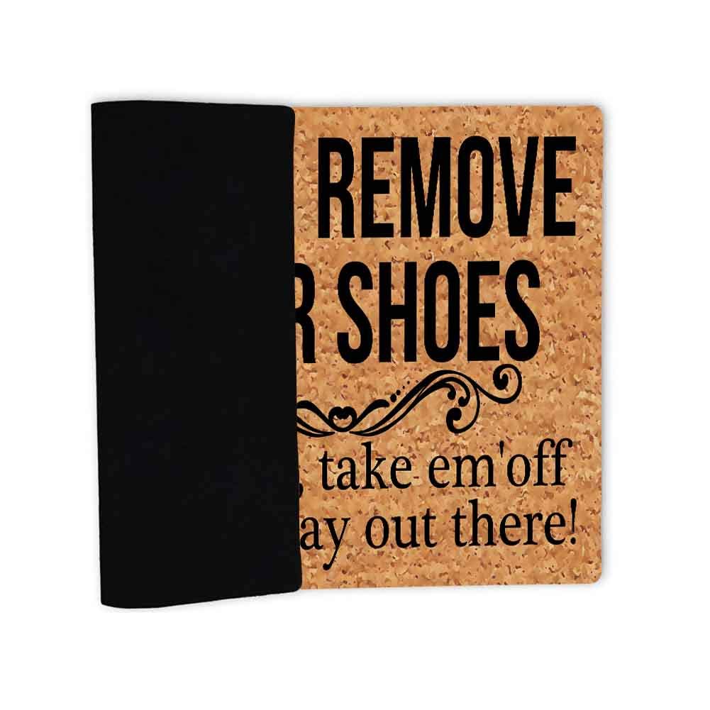 Joelmat Please Remove Your Shoes Seriously Take Em'Off Here Or Stay Out There Entrance Non-Slip Indoor Rubber Door Mats for Front Door/Bathroom/Garden/Kitchen/Bedroom 23.6"x 15.7"