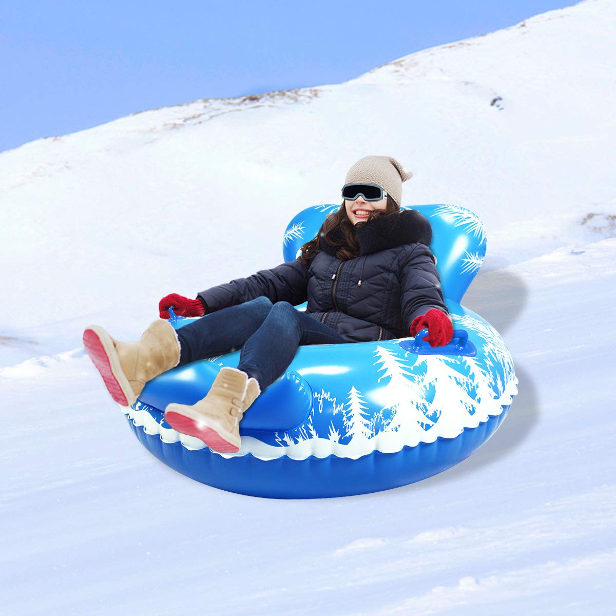 SUNSHINEMALL Snow Tube - 45 Inch Inflatable Snow Sled Snow Toys Sofa Shape for Kids and Adults Heavy Duty Inflatable Snow Tube Winter Outdoor Toys for Kids and Adults