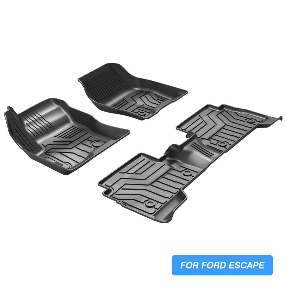 KUST Custom Fit Floor Mats for 2020-2023 2024 Ford Escape No-Hybird (NOT Fit Hybrid Models) Floor Liner All Weather Car Mats 1st & 2nd Row Liners Full Set Black Non-Slip 3PCS